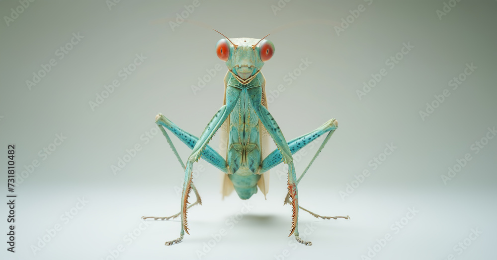 Grasshopper facing forward on white background, AI generated image Stock Photo | Adobe Stock