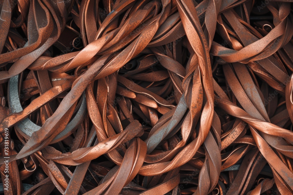 Scattered Copper Cables Coil Together, Forming Backdrop Of Milbers ...