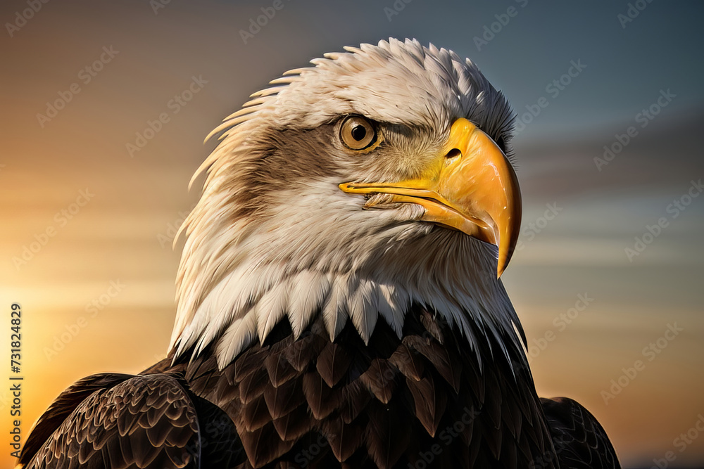 Extreme Close-up Picture of a Bald Eagle Face with Piercing Eyes ...
