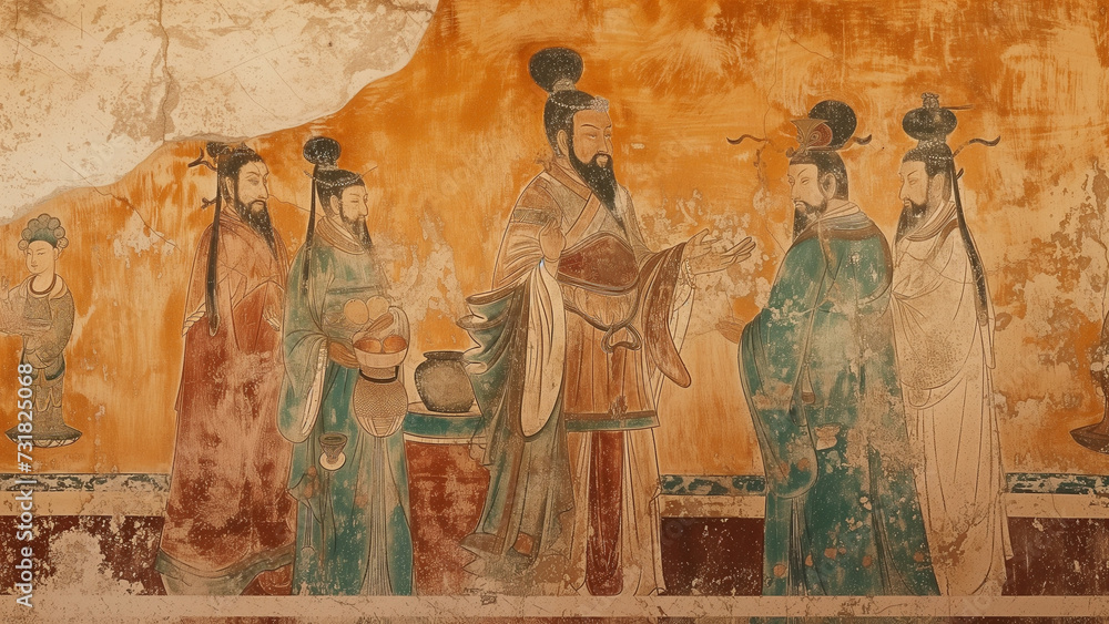 Historic Hierarchy: Illustration of King and Subjects from Ancient ...