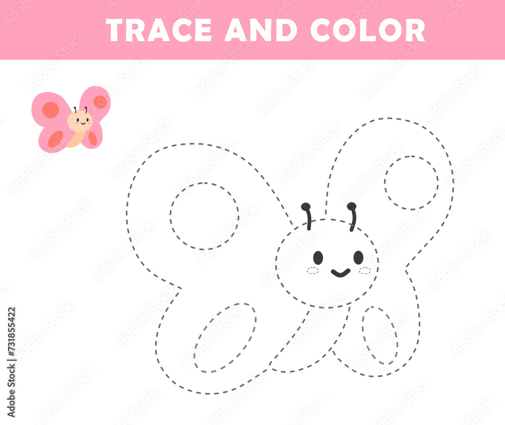 Trace and color for children. Handwriting practice. Coloring page for ...
