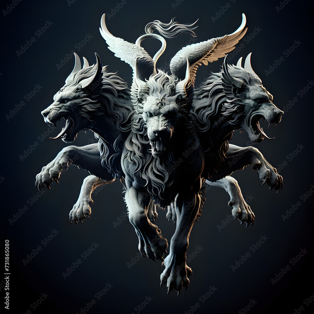 Chimera of Darkness with Multiple Heads A captivating illustration of a ...