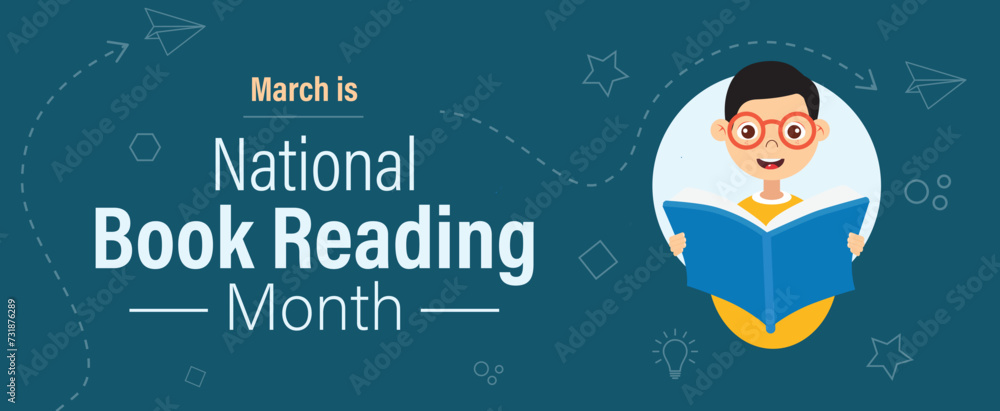 National Book Reading Month Campaign banner. Celebration to encourage ...