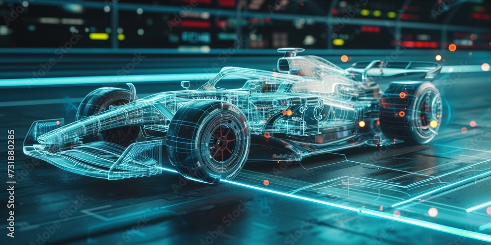 Conceptual image of a high tech electric race car with a transparent ...