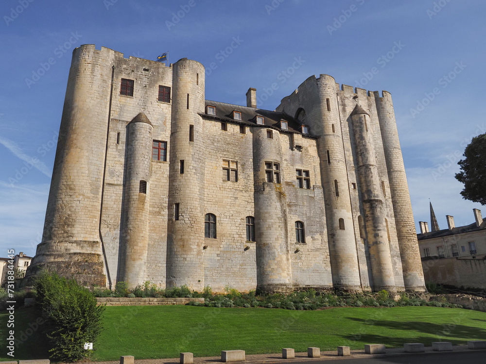 Medieval castle Donjon de Niort, beautiful massive fortress. 15th ...