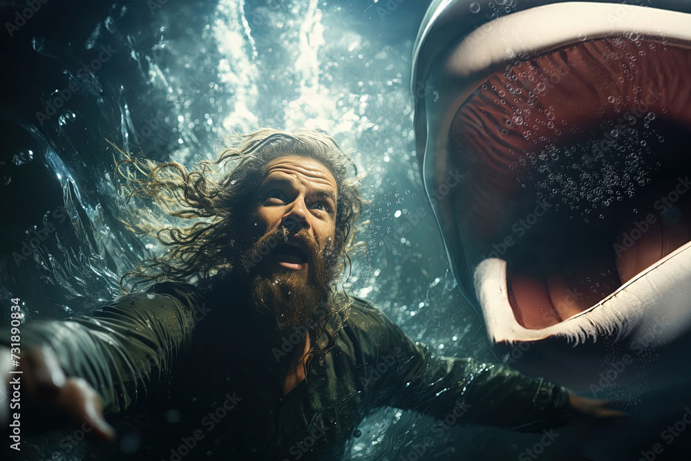 Old Testament prophet Jonah and the whale underwater Stock Photo ...