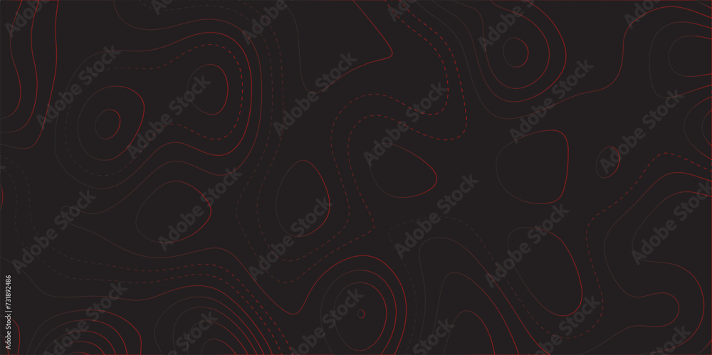 Abstract black colorful red Topographic line map pattern background ...