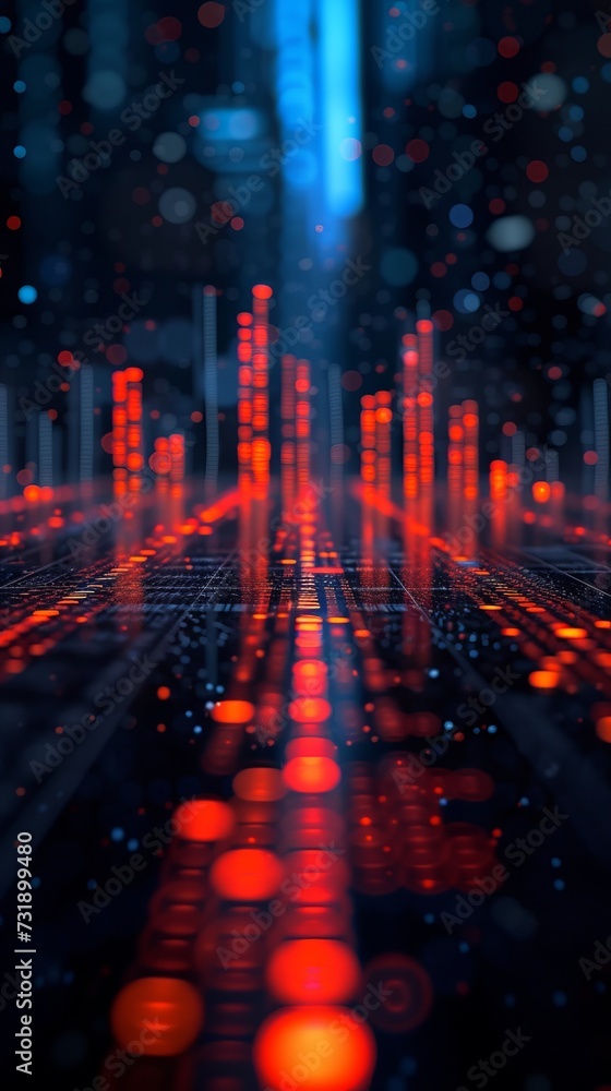 Chart with light and background, a dark digital background of abstract ...