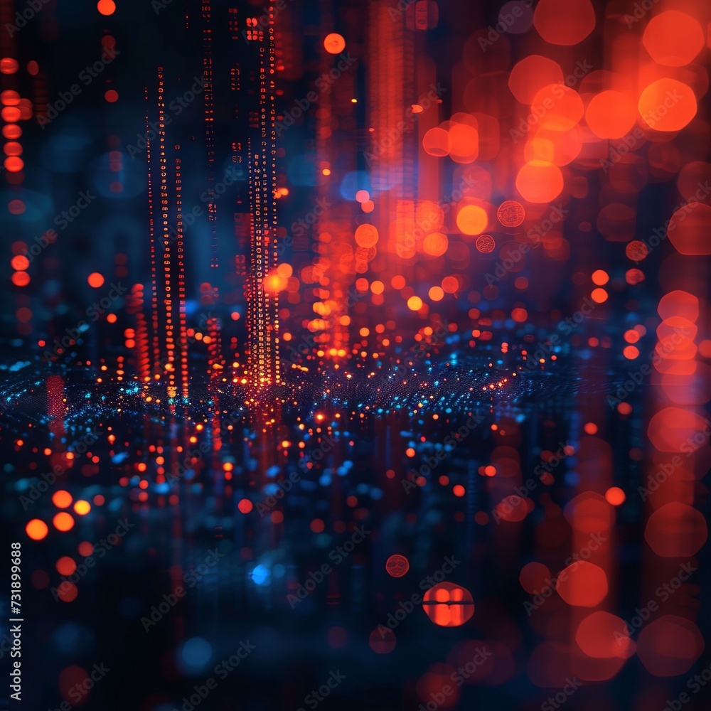 Chart with light and background, a dark digital background of abstract ...