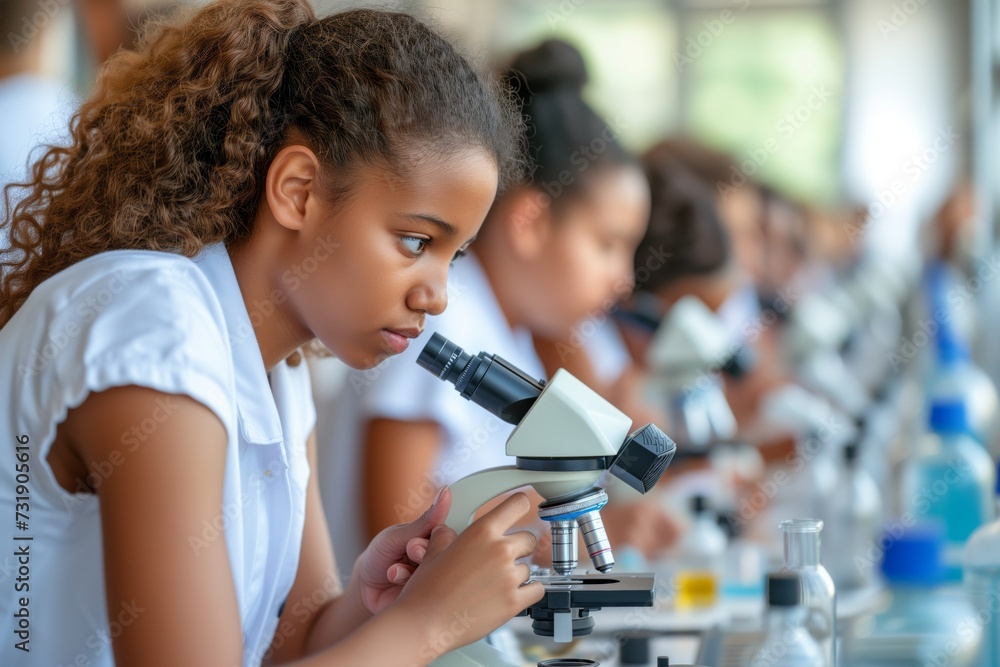 African students focus on science class, microscopes aid learning ...