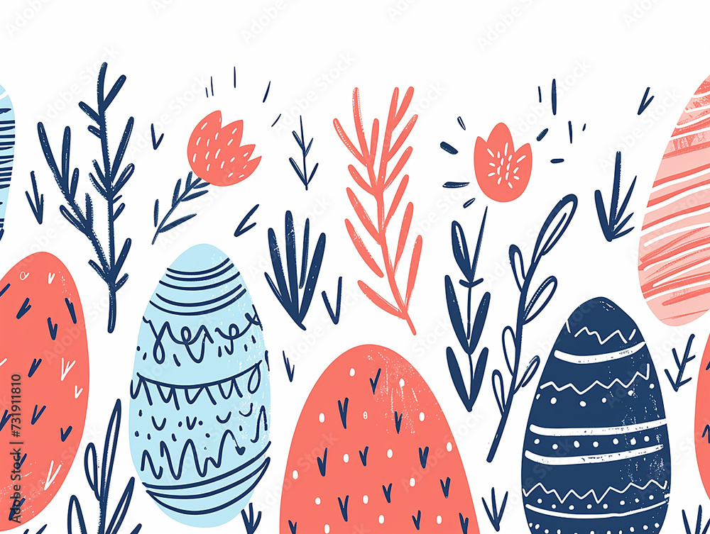 pattern pasquale con uova , coniglietti e fiori di Pasqua, ideale come ...