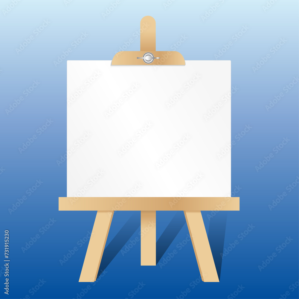 Un chevalet de peintre portant une toile blanche pour une présentation ...