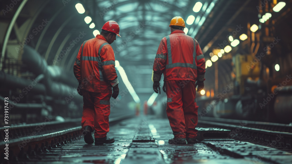 Railway maintenance team working collaboratively, highlighting the ...