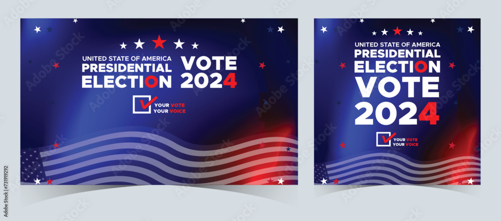 Set Of Vote 2024. Presidential election day in united states. Election ...