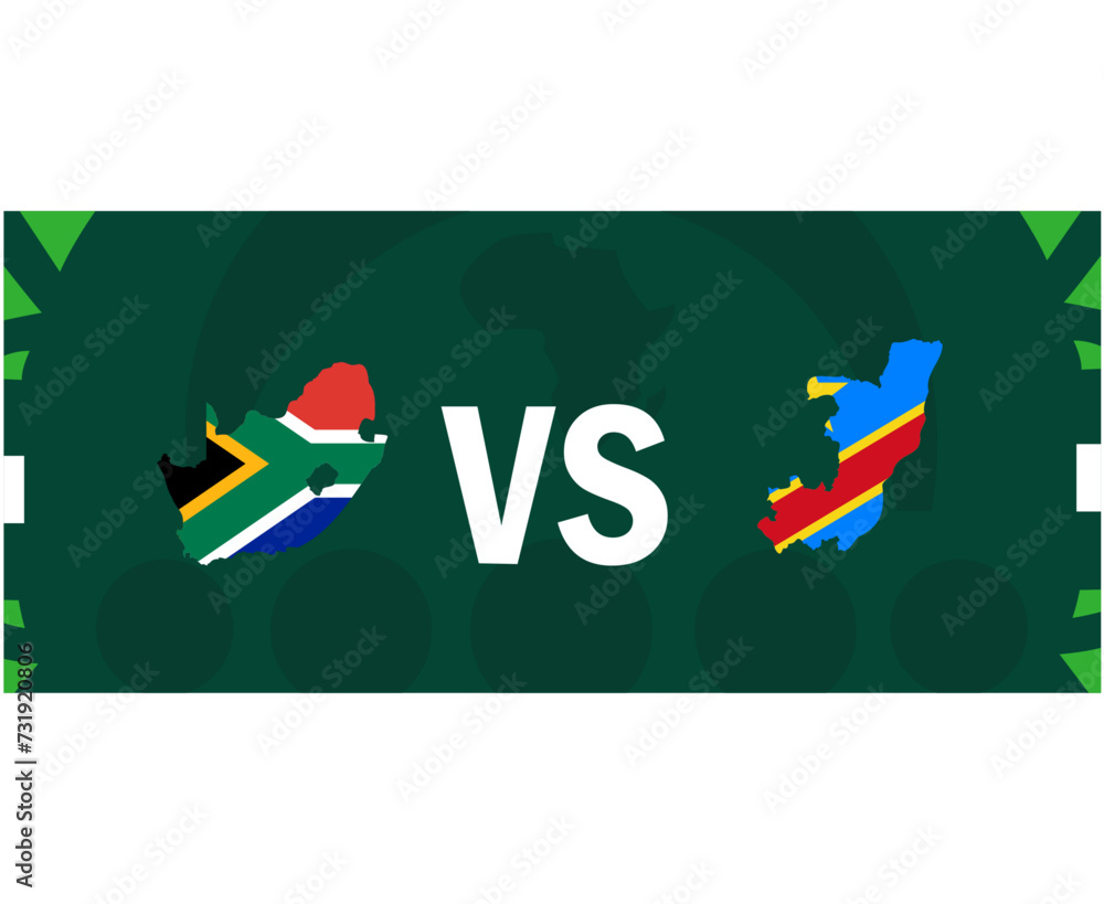 Vetor de South Africa And Dr Congo Match Map Flags African Nations 2023 ...