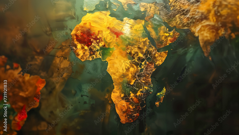 A captivating image of the African continent depicted with colors ...