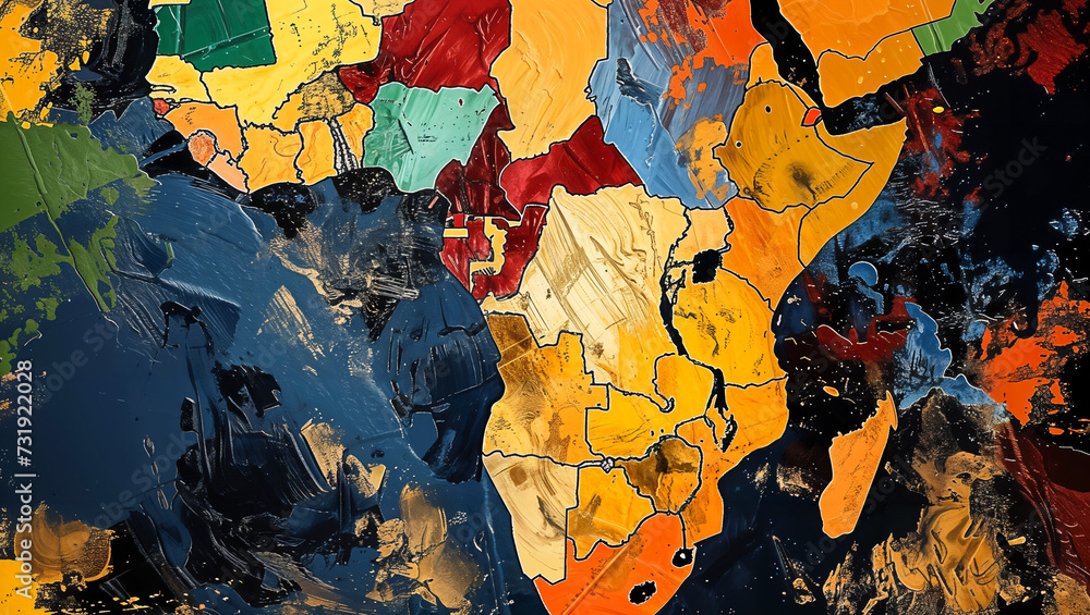 A captivating image of the African continent depicted with colors ...