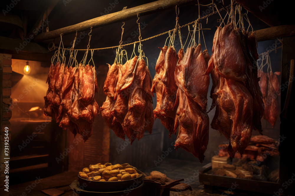 Smoked Ham. Culinary nostalgia captured: a rustic scene of ham ...