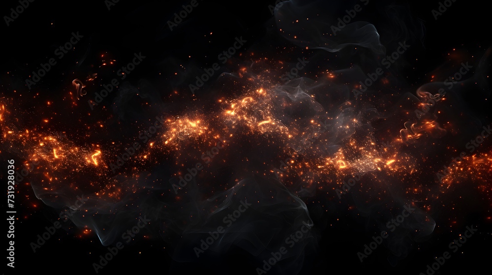 ภาพประกอบสต็อก fire burning in the fireplace,, Gold particles texture ...