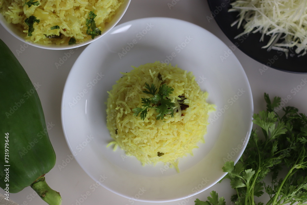 Spiced papaya rice. A quick stir fried rice recipe with green papaya ...