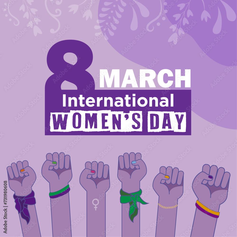 Banner del día internacional de la mujer, 8 de marzo con ilustración de ...