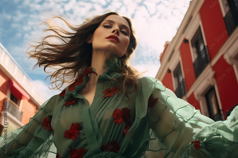 Captured on a Canon EOS R5, a fashion model in Palma de Mallorca wears ...