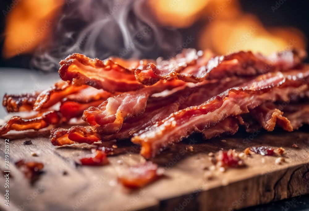 Sapore Tradizionale- Pancetta Fritta su Tagliere con uno Sfondo ...