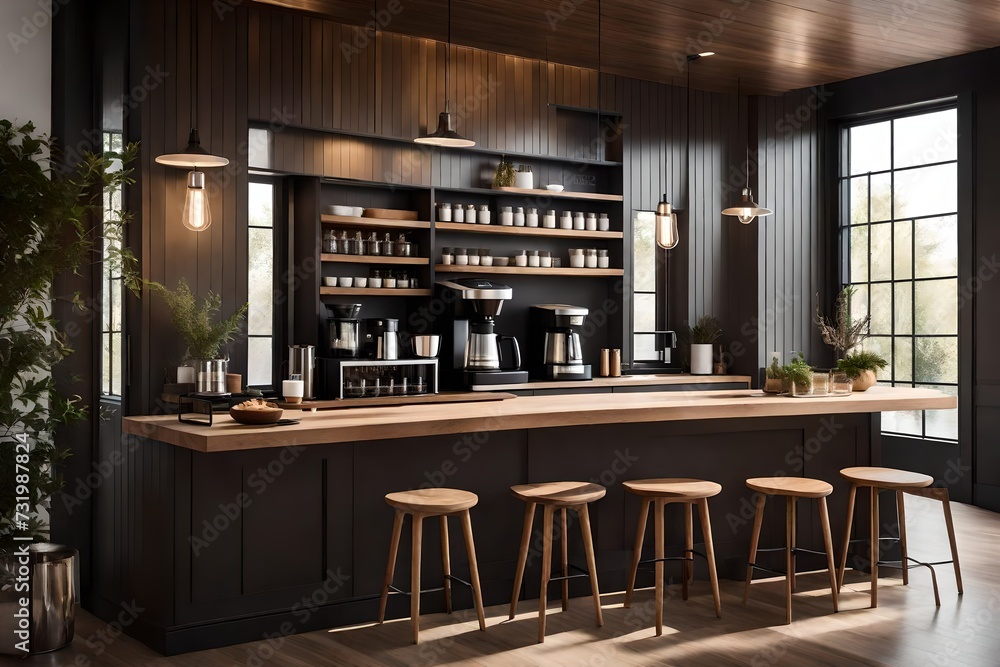 A modern coffee maker machine and a sleek mug tray resting on a ...