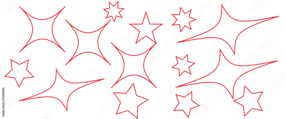 Stars line collection. Star line vector icons. Black line stars ...