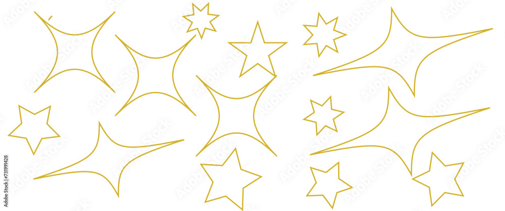 Stars line collection. Star line vector icons. Black line stars ...