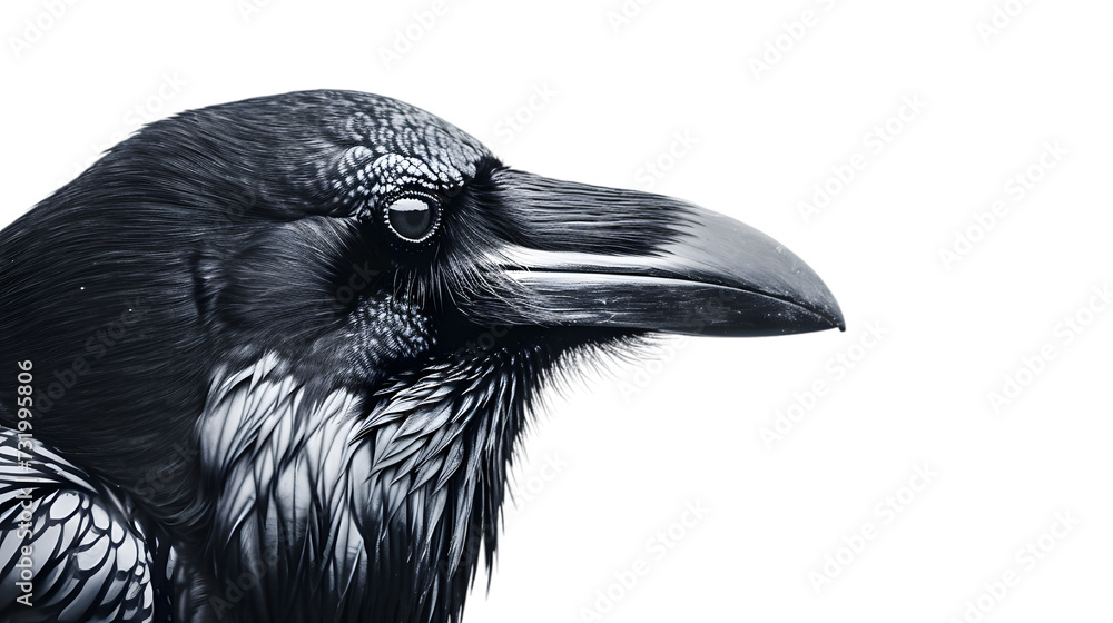 Close-up drawing of raven head isolated on transparent background Stock ...