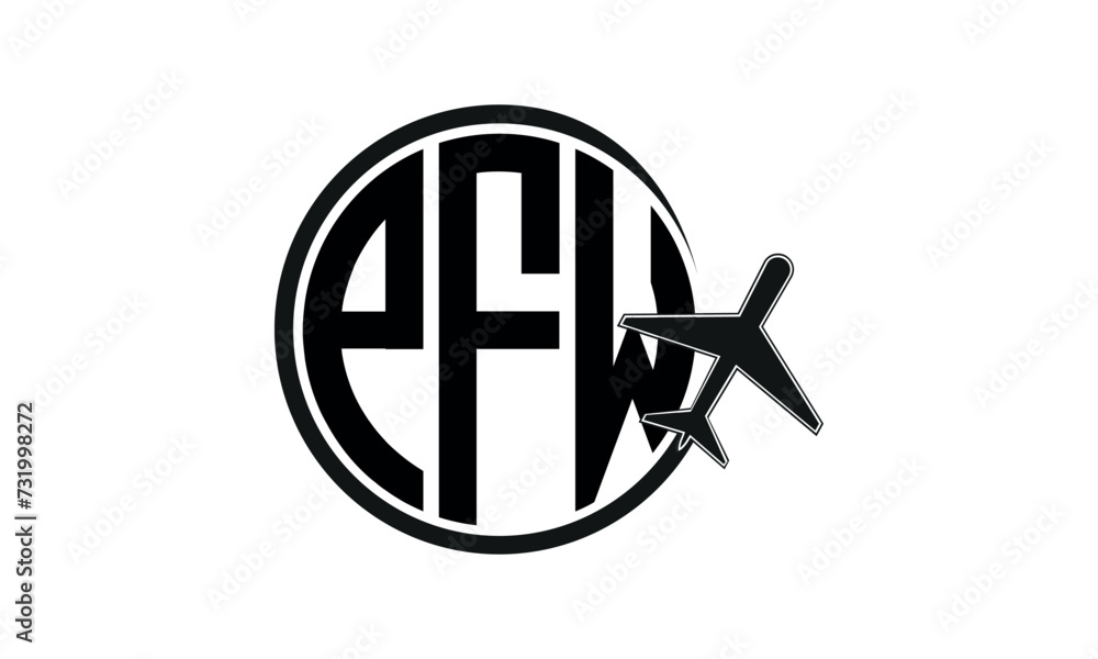 PFW three initial letter circle tour & travel agency logo design vector ...