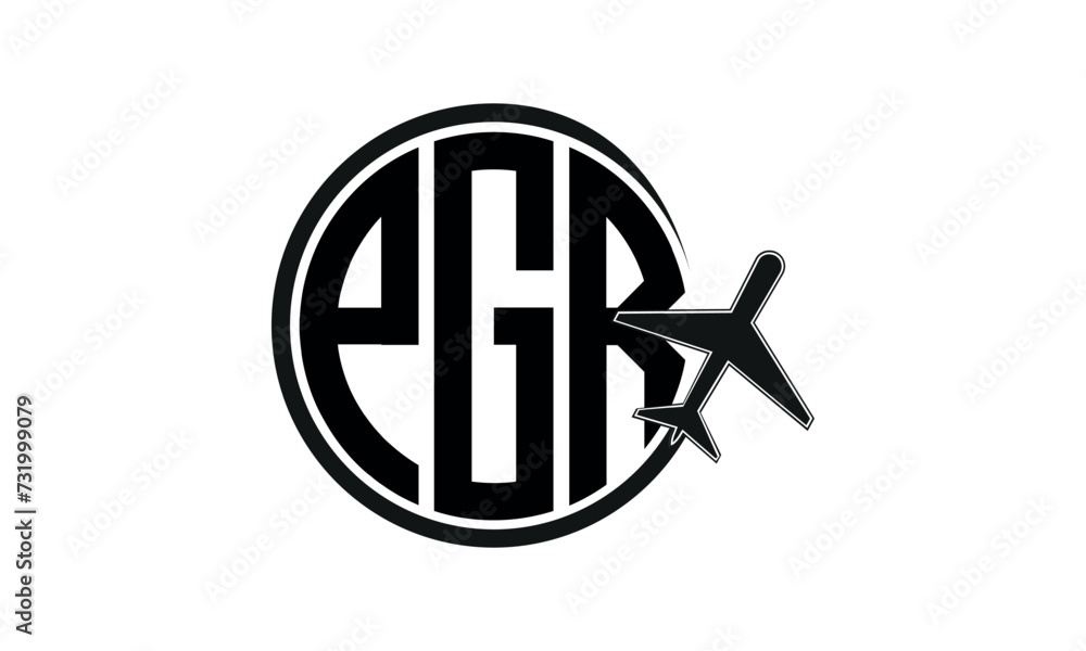 PGR three initial letter circle tour & travel agency logo design vector ...