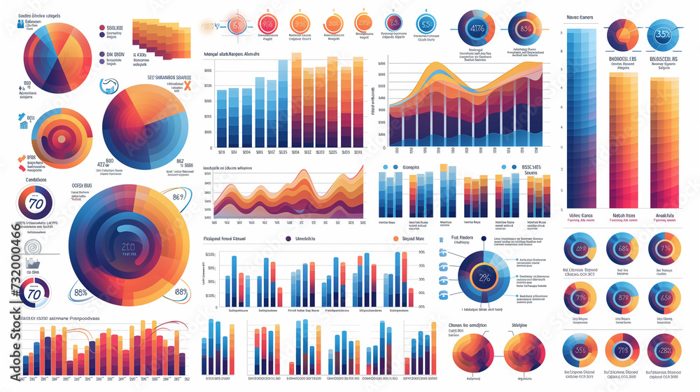 illustration of a set of notes, Information charts diagram. Business ...