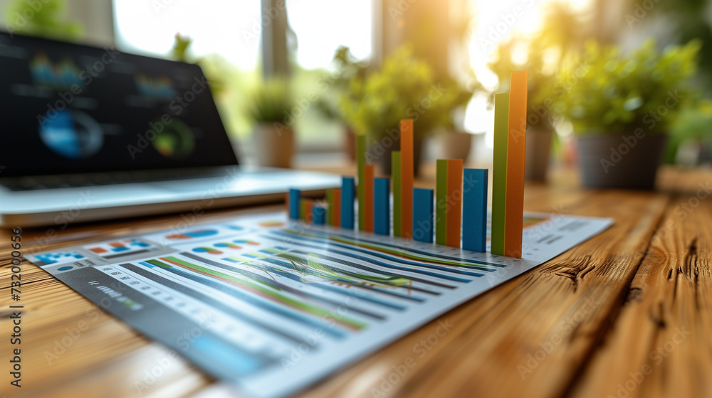 Neatly arranged bar charts and graphs symbolize diverse business ...
