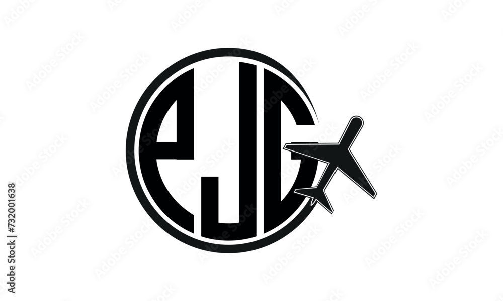 PJG three initial letter circle tour & travel agency logo design vector ...