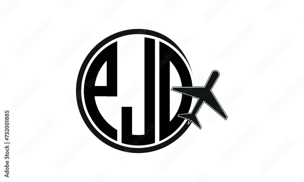 PJO three initial letter circle tour & travel agency logo design vector ...