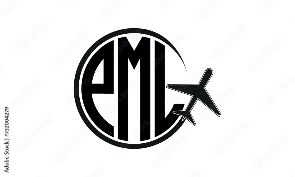 PML three initial letter circle tour & travel agency logo design vector ...