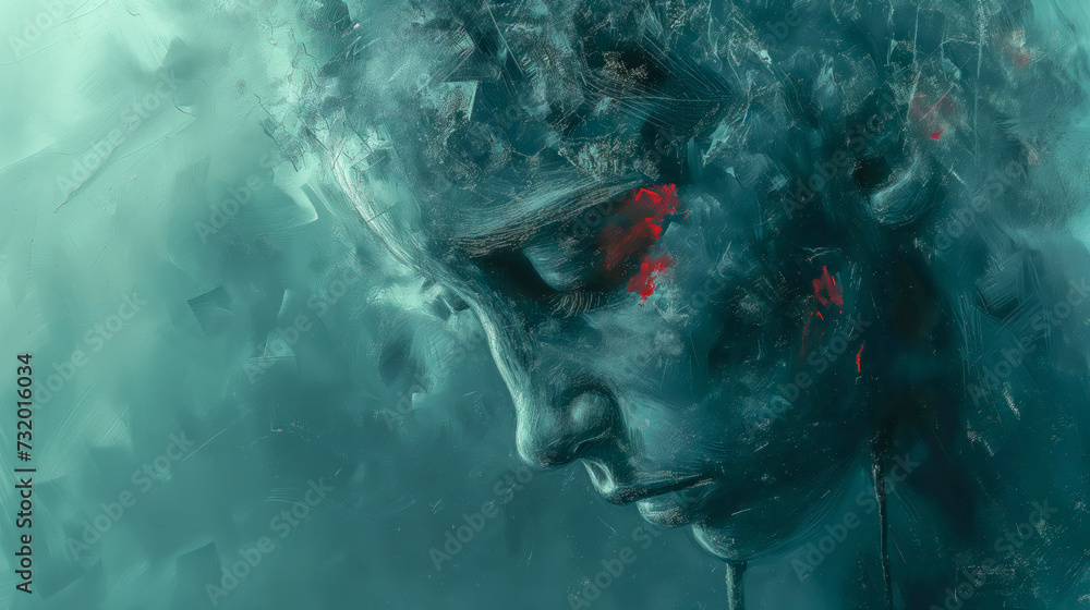 Head facing down sad hopeless - A concept illustration of depression ...