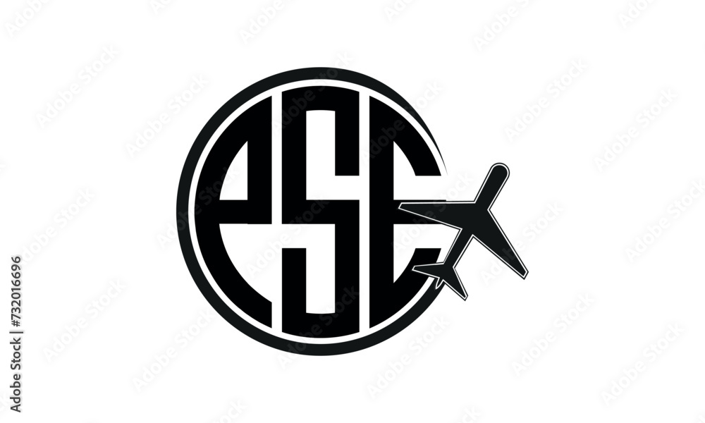 PSE three initial letter circle tour & travel agency logo design vector ...