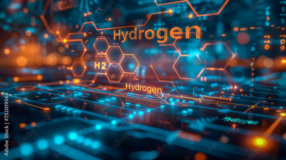 Abstract modern digital background of Hydrogen element, Hydrogen fuel ...