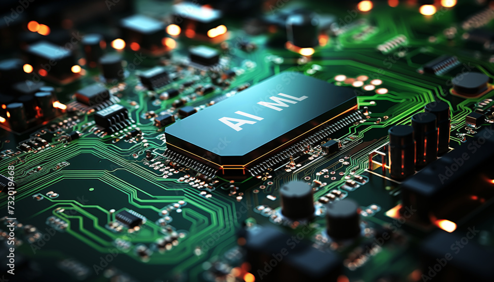 Artificial intelligence and machine learning concept. AI and ML ...