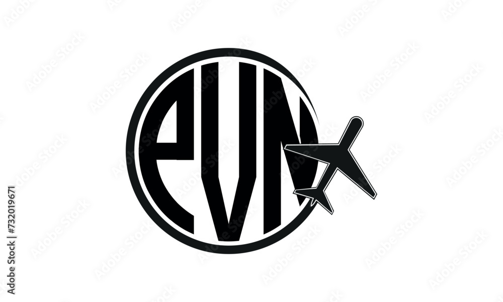 PVN three initial letter circle tour & travel agency logo design vector ...