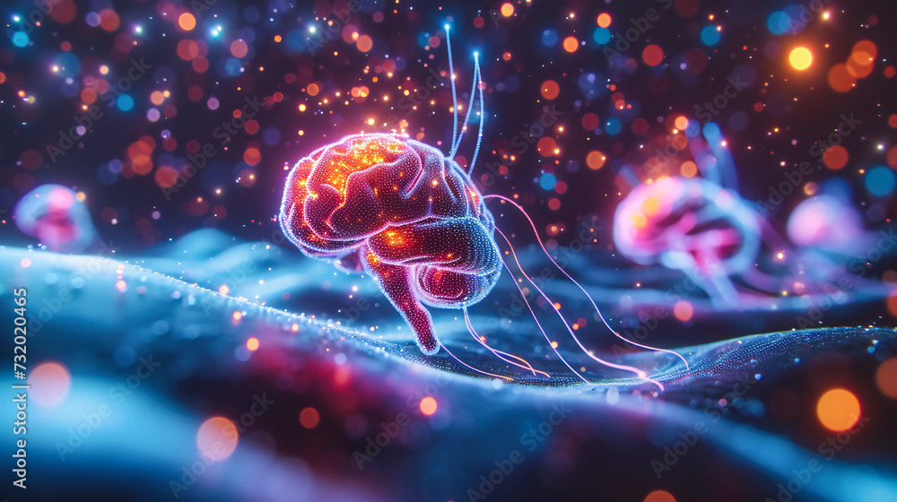 Digital illustration of a human brain network, symbolizing the ...