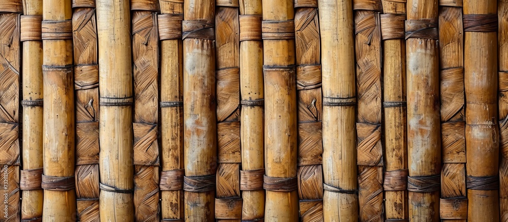 Asian handicrafts made from bamboo trees with a woven bamboo pattern ...