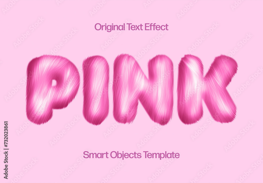 Lovely Pink Furry Text Effect Mockup Stock Template | Adobe Stock