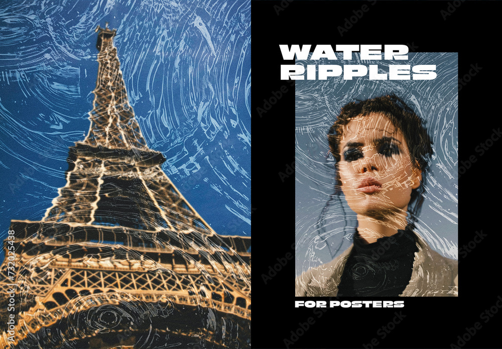 Water Refraction Poster Photo Effect Mockup WIth Generative AI Stock ...