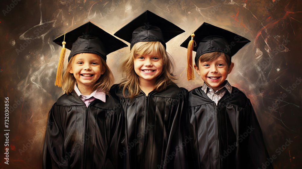 Kids in graduation attire created with Generative AI technology Stock ...