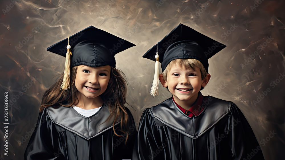 Kids in graduation attire created with Generative AI technology Stock ...