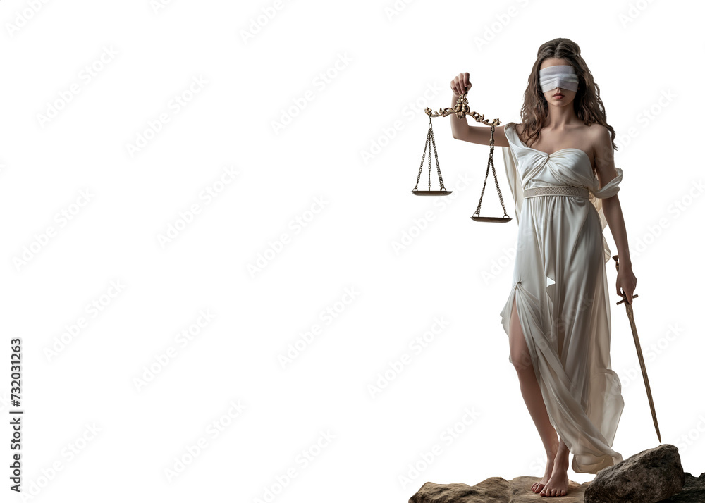 Full view of Greek Goddess Themis. Goddess of Justice. Roman mythology ...